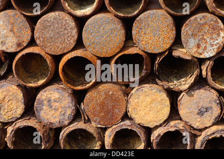 Pile of rusty First World War One artillery grenade shells, dug up in ...