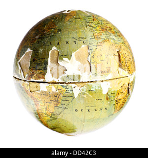 A broken vintage globe, illustration for a damaged planet Stock Photo ...