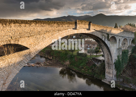 Le pont du diable or Devil Bridge ain Thueyts village in the Ardeche ...