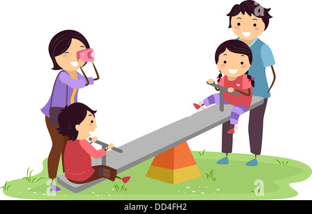 Illustration of Stickman Family Playing in a Big Indoor Trampoline ...