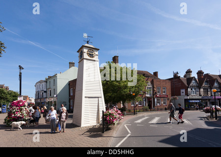 Littlehampton town centre with Millennium Clock Tower Stock Photo - Alamy