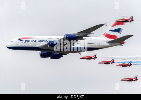 Airbus A380 & Red Arrows Stock Photo - Alamy