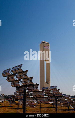 Solar power towers of the PS10 Solar Power Plant near Seville, Seville ...