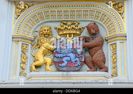 The Flemish Lion on the Coat of Arms of Flanders, detail in Ghent ...