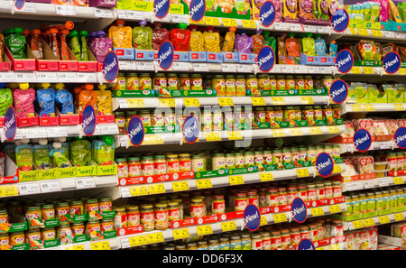 Baby food in display in Supermarket shelf Stock Photo - Alamy