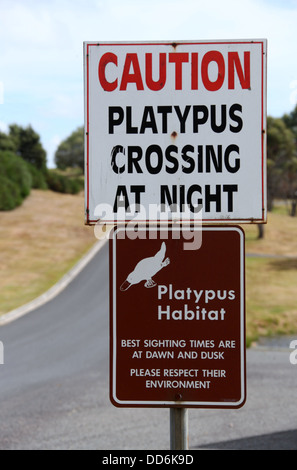 Road sign in the Tasmanian town of Waratah warning drivers to be ...