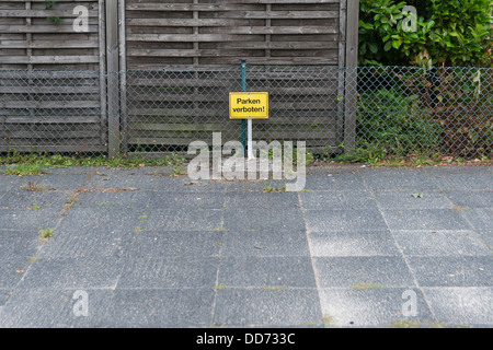 Parking verboten (forbidden) sign in Germany on the banks of a river ...