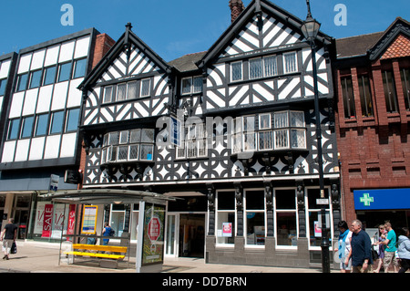 Boots shop, Mock Tudor architecture, Foregate Street, Chester, Cheshire ...