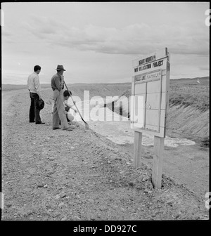 A group of residents at the Heart Mountain Relocation Center in Wyoming ...