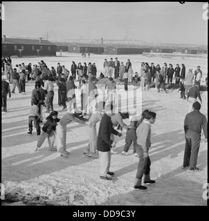 This photograph shows the Heart Mountain Relocation Center in Wyoming ...