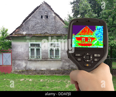 Heat Loss Detection of the House With Infrared Thermal Camera Stock ...