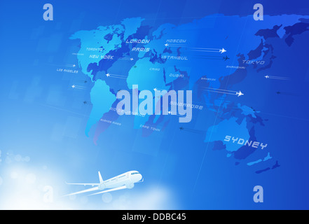 aviation background with many planes over the map Stock Photo - Alamy