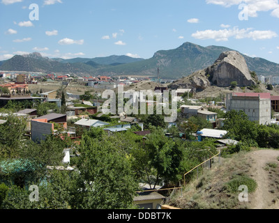 Ukraine, Crimea, Sudak View of city and Black Sea coast Stock Photo - Alamy