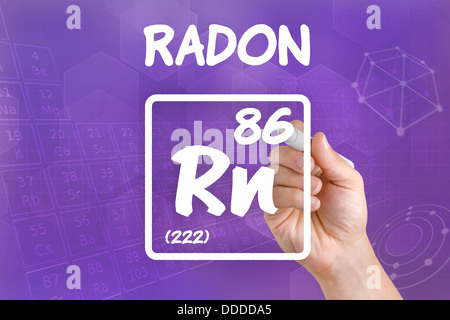 Radon Rn, chemical element sign. 3D rendering isolated on white ...