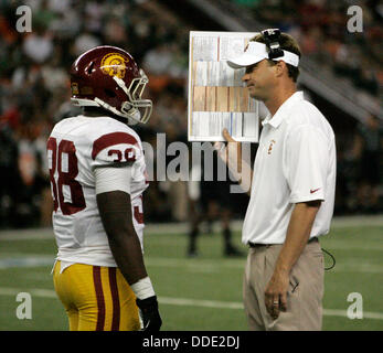 USC Trojans head coach Lane Kiffin during the NCAA Football game ...