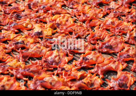 Skinned rice field rats being dried in the sun, Battambang, Cambodia ...