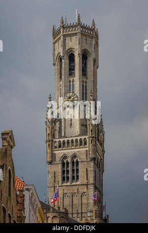 The ancient Belfry of Bruges in Belgium in a cloudy day Stock Photo - Alamy