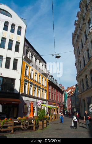 City Riga, Latvia. Old city streets, tourists and architecture. Old ...
