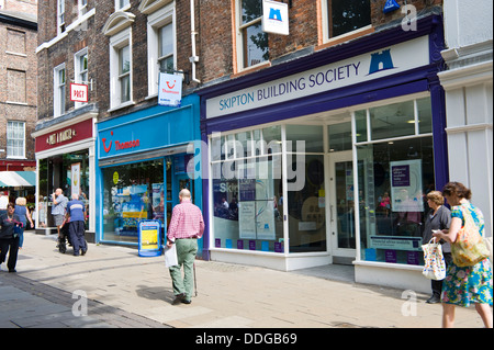 Shopping street, High Street, Skipton, North Yorkshire, England, UK ...