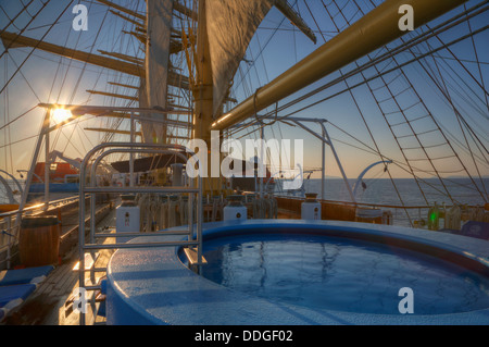 Pool at the deck of a Royal clipper ship in the sea, Italy Stock Photo ...