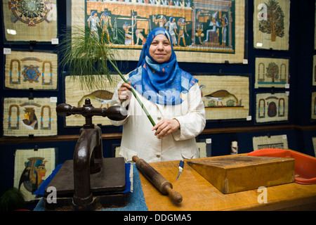 Demonstration of making papyrus paper in the Pharaonic Village in Cairo ...