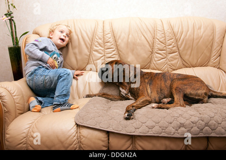 Family photos boxer dog sprawled Stock Photo - Alamy