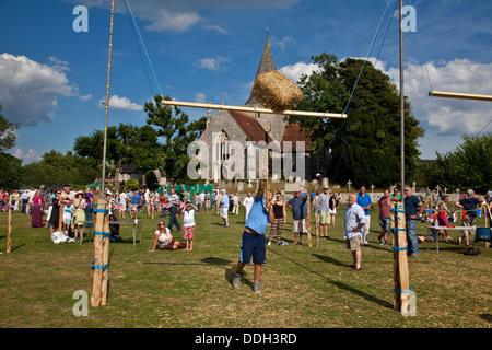 Hay Bale Tossing, The Alfriston Festival, Sussex, England Stock Photo ...