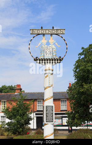 Biddenden Kent village sign depicting the Biddenden maids Eliza and ...