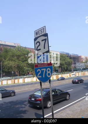 Road signs along the Prospect Expressway in Brooklyn, NY Stock Photo ...