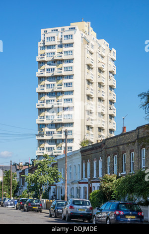 High rise tower block with cladding at night Stock Photo - Alamy