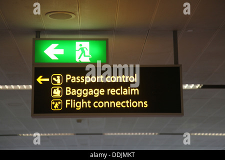 Passport control sign. Gatwick Airport, London, UK. December 2021 Stock ...