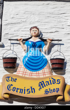 The Cornish Maids Shop sign Polperro Cornwall England UK GB Stock Photo ...