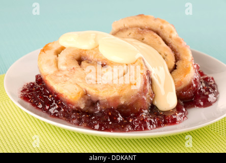 JAM ROLY POLY DESSERT WITH CUSTARD Stock Photo - Alamy