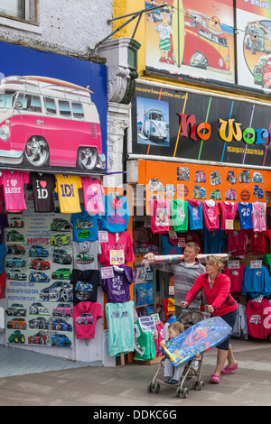 England, Cornwall, Newquay, Colourful Shops in Town Centre Stock Photo ...