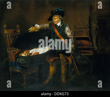 Oliver Cromwell at the coffin of Charles I, King of England, Louis ...