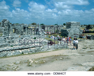 Temple of the Descending God at the Mayan ruins of Tulum on the Stock ...