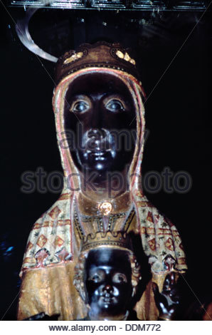 The Black Madonna of Montserrat statue (Our Lady of Montserrat or the Stock Photo: 76436134 - Alamy