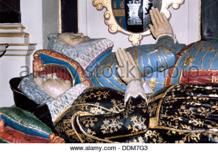 Salisbury Cathedral, Sir Richard Mompesson and wife, 1627, recumbent ...