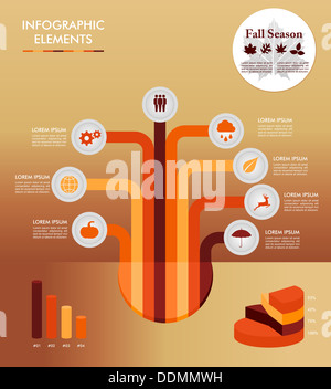 Autumn season infographic illustration template. Global concept arrows ...