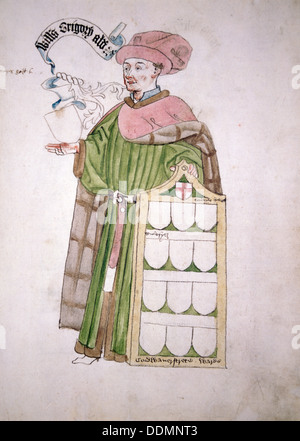 Alderman of London in ceremonial robes of scarlet bordered with fur ...