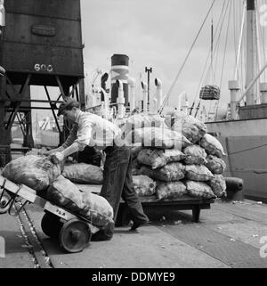 1950s 1960s CARGO BEING LOADED UNLOADED FREIGHTER SHIP NORTH RIVER PIER ...