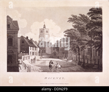 Hackney Brook and St John's church, Hackney, London, c1790. Artist ...