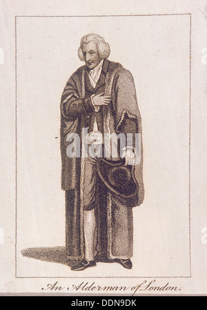 Alderman of London in ceremonial robes of scarlet bordered with fur ...