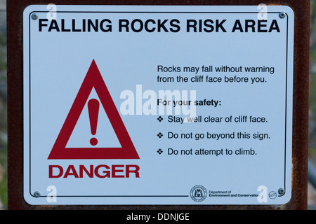 Danger sign warning of risk of falling trees, with DANGER highlighted ...