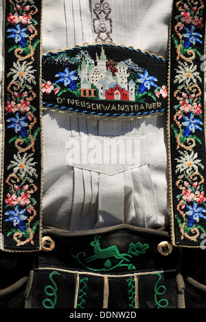 Needlework on a bavarian lederhose Stock Photo - Alamy