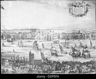 Panorama of London, 1616. Artist: Claes Jansz Visscher Stock Photo ...