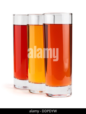 Three glasses full of fruit juice Stock Photo - Alamy