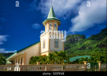 Faanui Protestant Church. Bora Bora. French Polynesia Stock Photo - Alamy