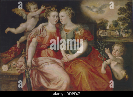 Peace and Justice. Oil on Wood. Martin de Vos (c1532-1603) Flemish Mannerist painter ...