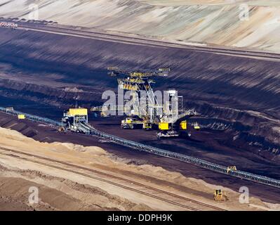 Lignite strip mining Cottbus Nord and coal power plant Jaenschwalde ...